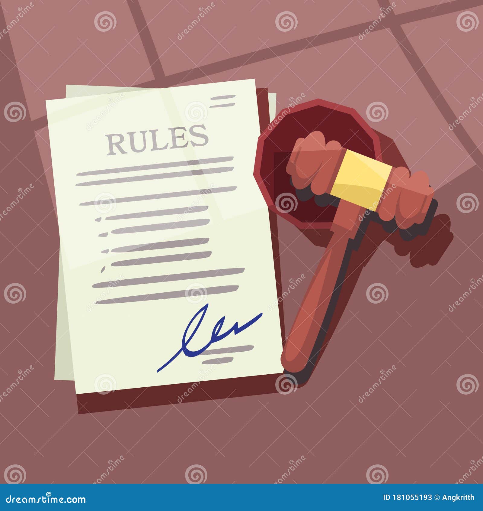 Rules Paper List On A Wooden Board Note Paper In Cartoon Style Isolated ...
