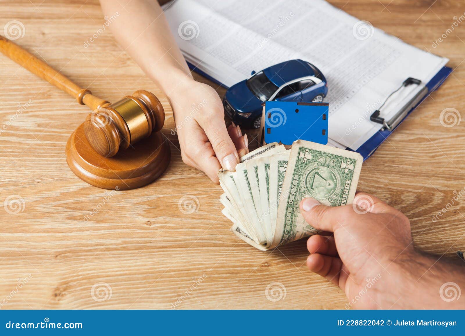 The Judge Accepts a Bribe while Sitting in Front of the Hammer Stock ...