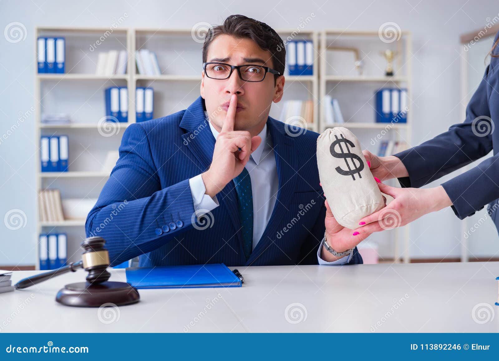 The Judge in Bribe Concept with Money Stock Photo - Image of dollar ...