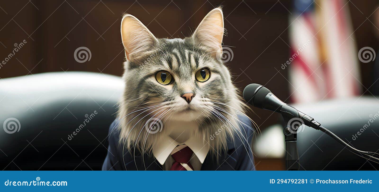 Kitten Judge Wearing A Wig And Robe Is Presiding Over Mice In Courtroom ...