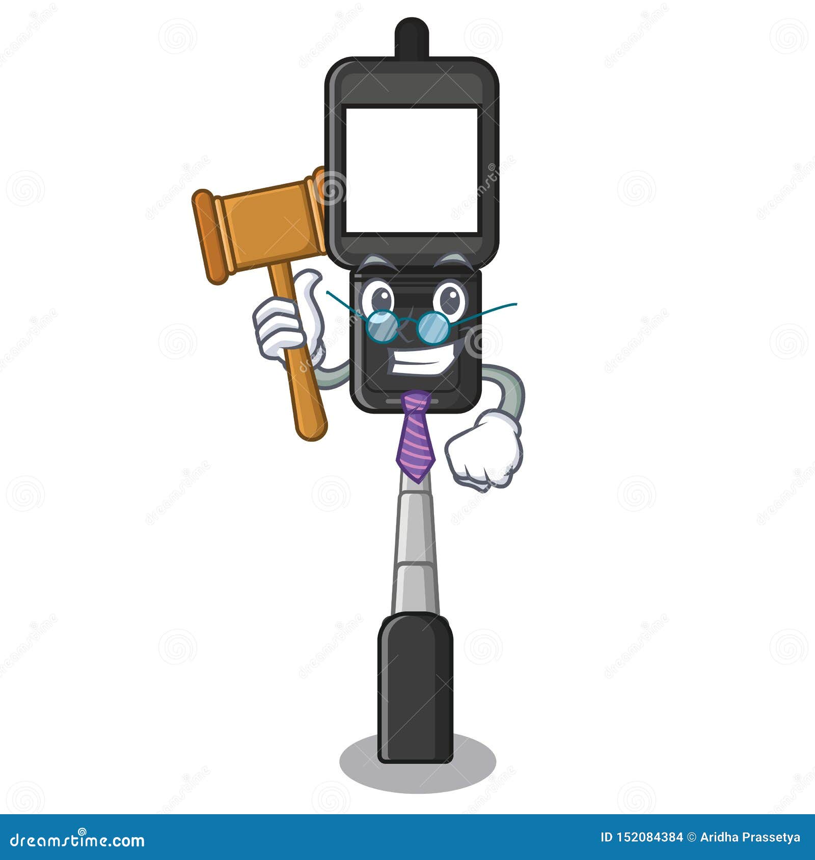 Judge Cell Phone Holder Above Cartoon Table Stock Vector - Illustration ...