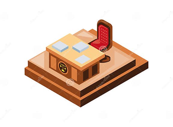 Judge Desk with Documents Isometric Stock Illustration - Illustration ...
