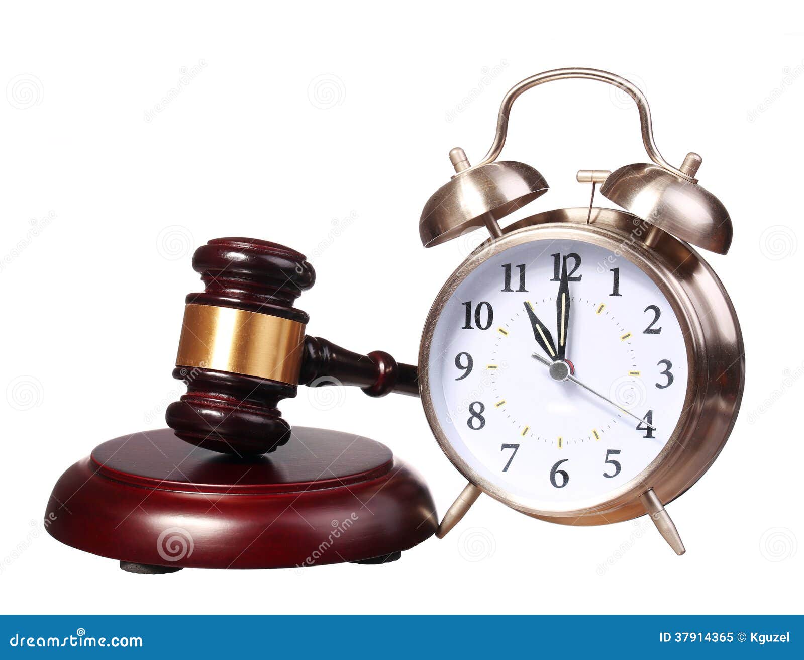 Judge Gavel and Alarm Clock Isolated on White Stock Image - Image of ...