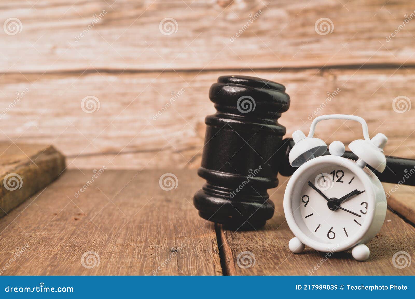 Judge Gavel and Clock on Wooden Board Stock Image - Image of judgment ...
