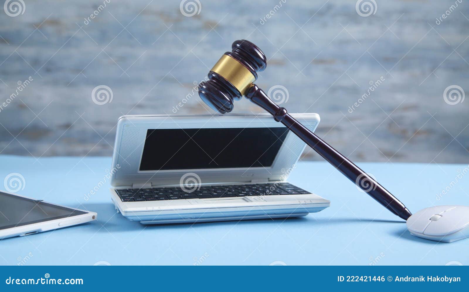 Judge Gavel with a Computer Mouse and Laptop Stock Photo - Image of ...
