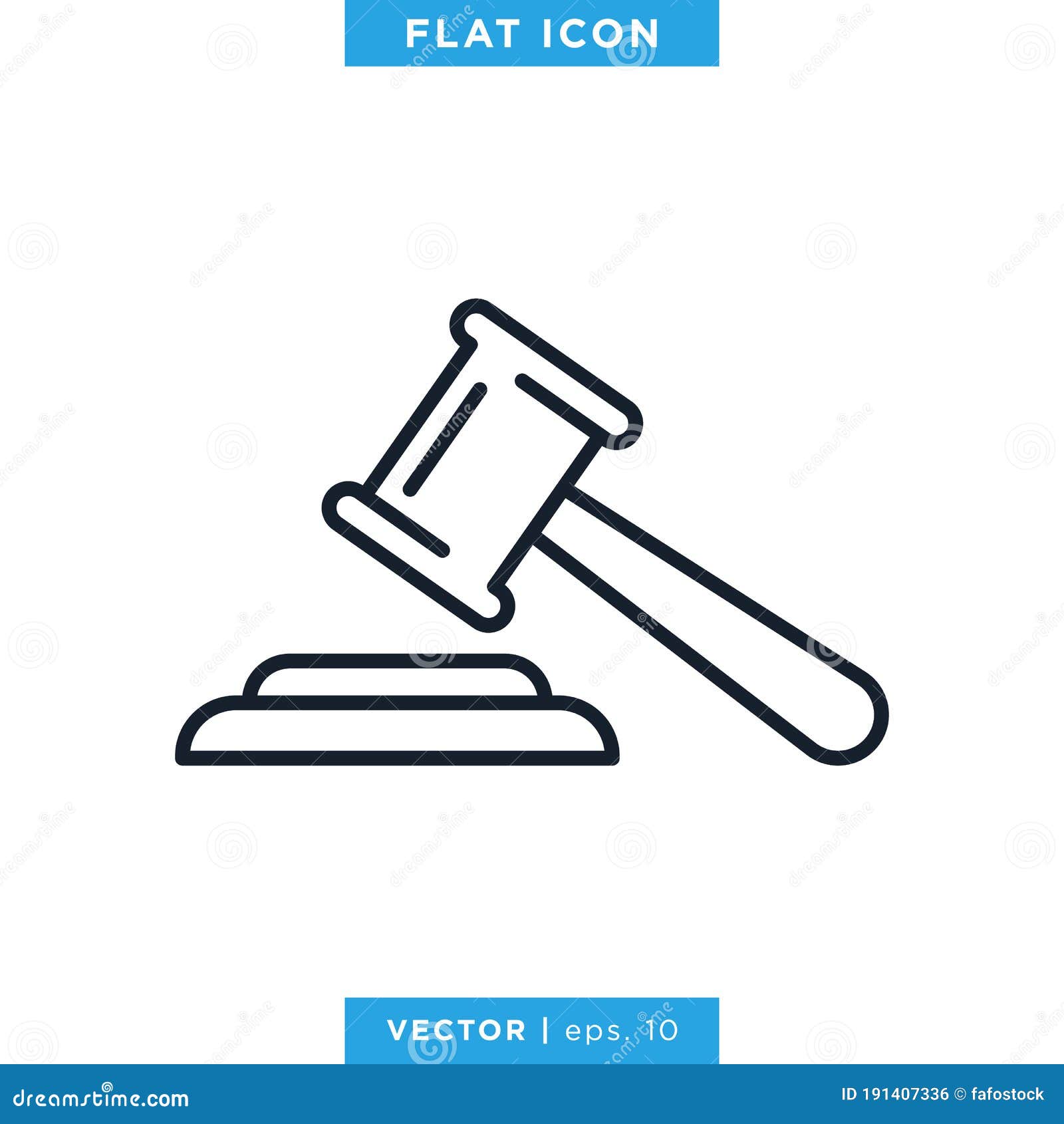 Judge Gavel Icon Vector Design Template. Editable Stroke Stock Vector ...