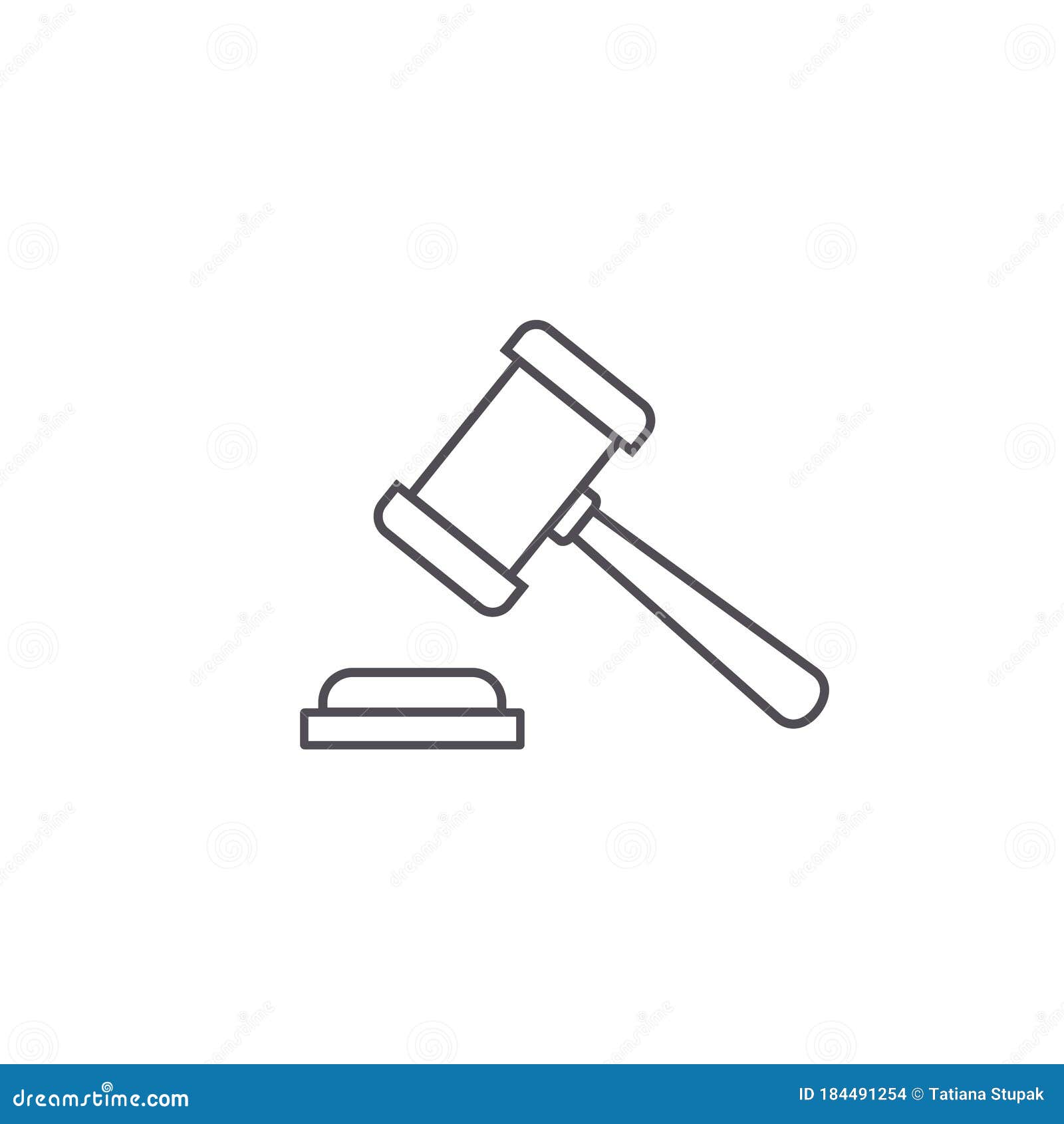 Judge Gavel Line Icon, Vector Simple Illustration Isolated On White ... Judge Gavel Line Icon, Vector Simple Illustration Isolated On White ...