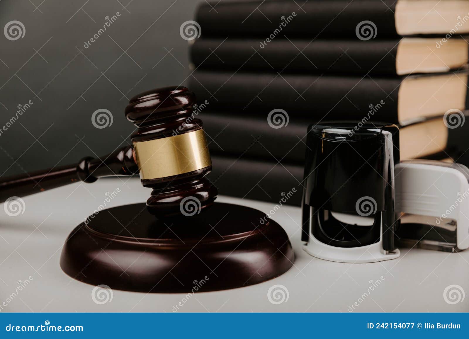 Judge Gavel and Notary Stamp on a Desktop Stock Image - Image of stamp ...