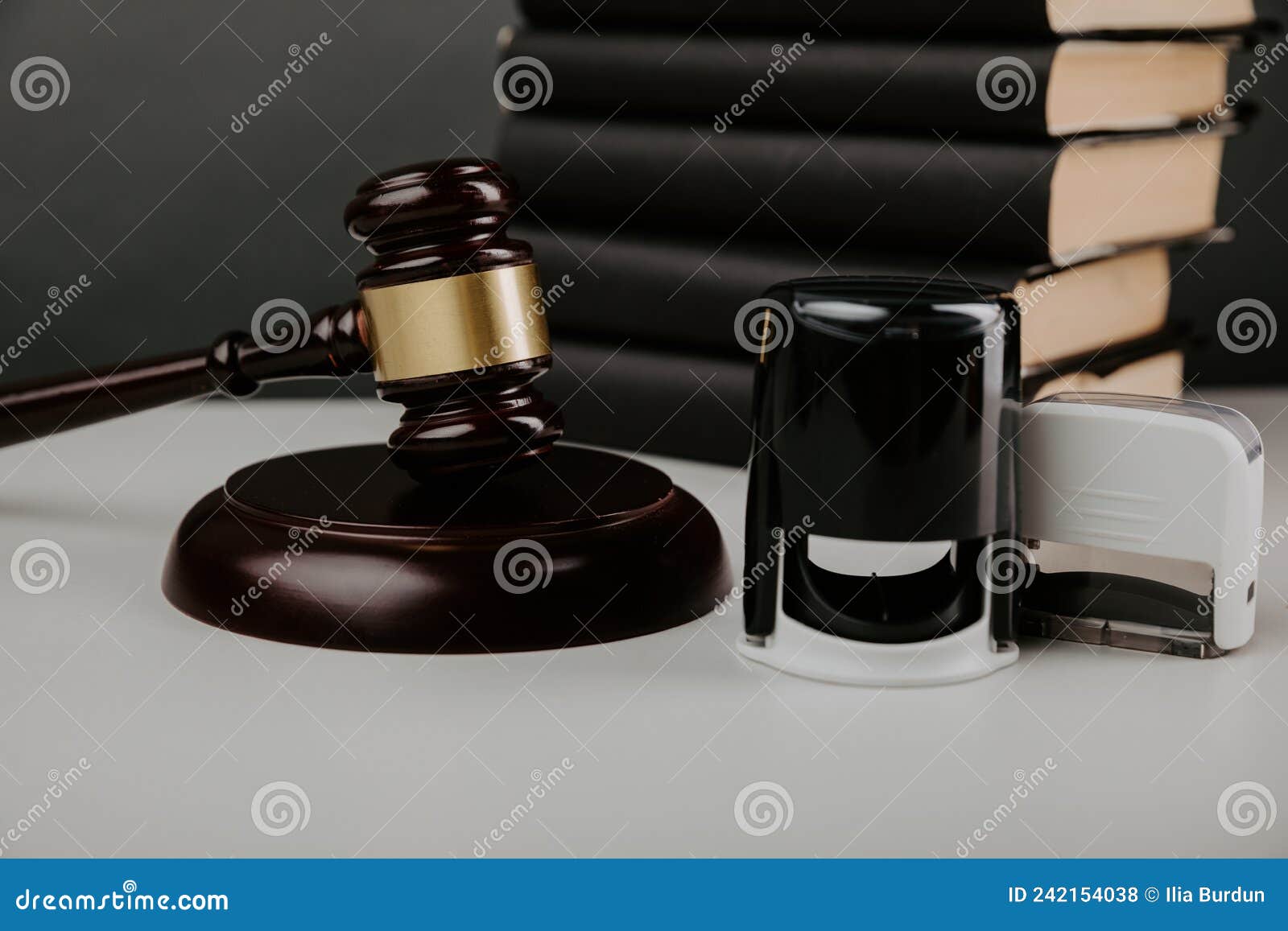 Judge Gavel and Notary Stamp on a Desktop Close-up Stock Photo - Image ...