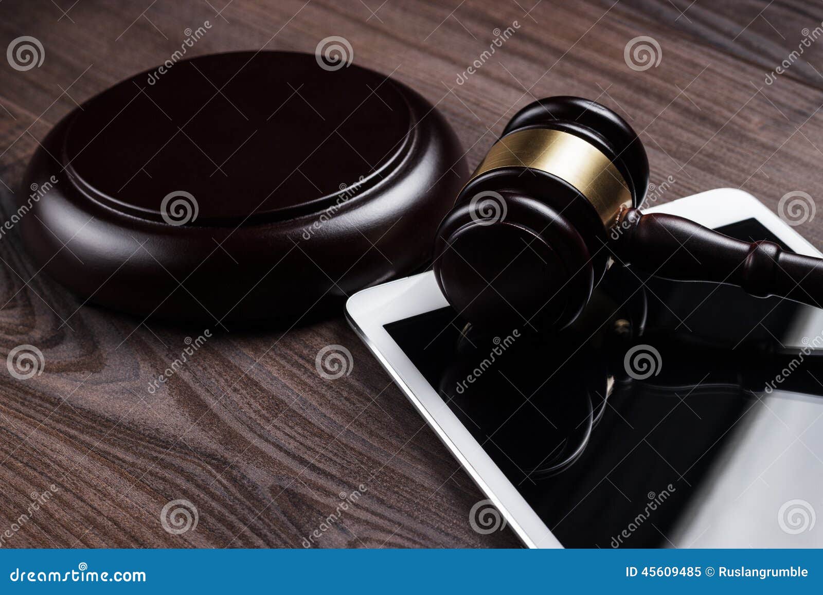 Judge Gavel and Tablet Computer Stock Image - Image of auction, digital ...