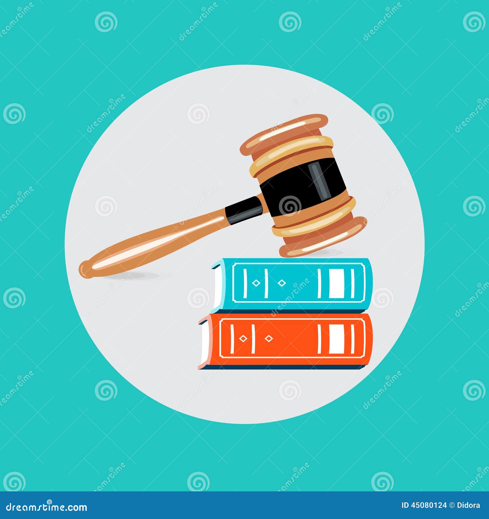 Judge Gavel on Top of Books Flat Design Vector Stock Vector ...