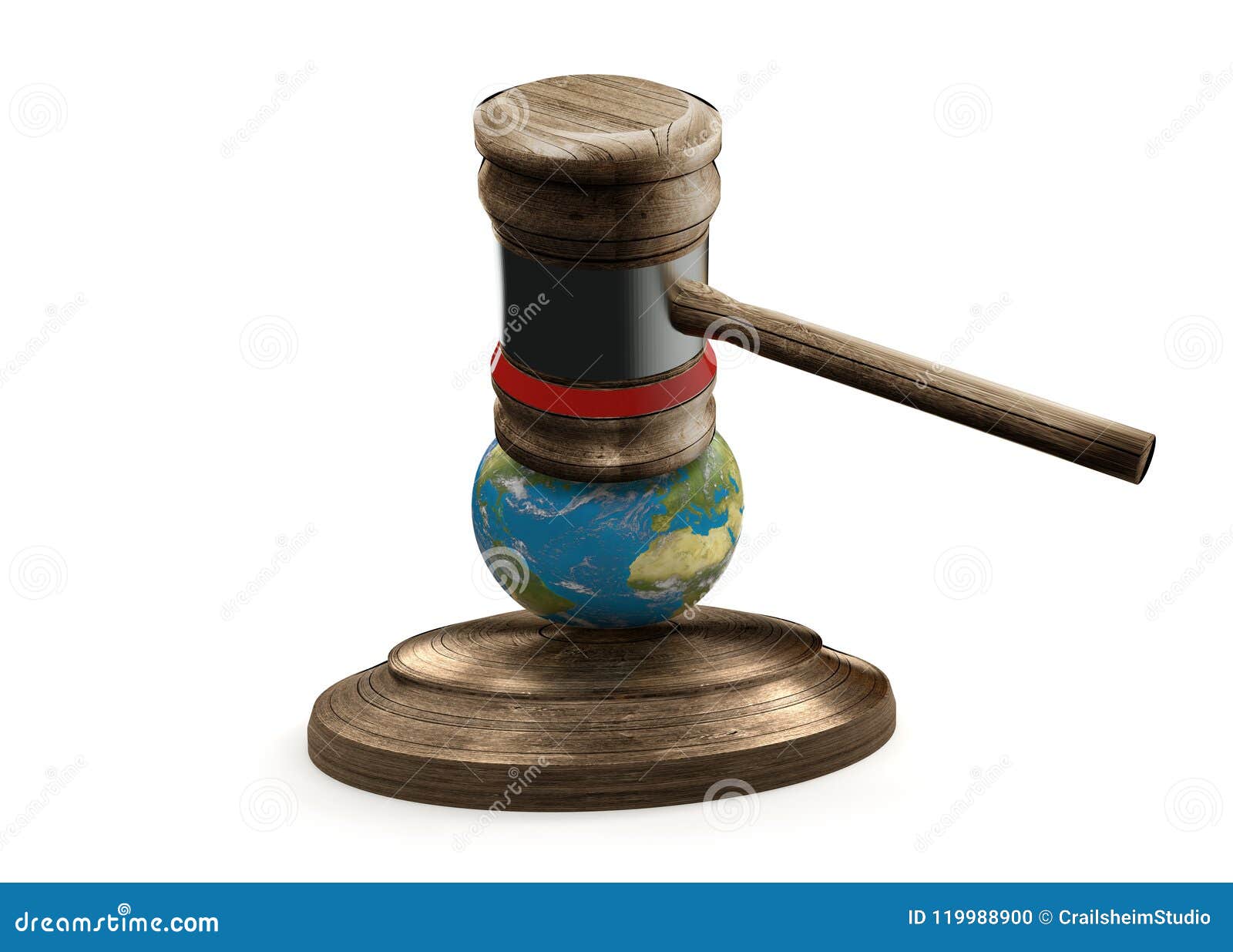 Judge Gavel World Map Globe 3D-illustration Stock Illustration ...