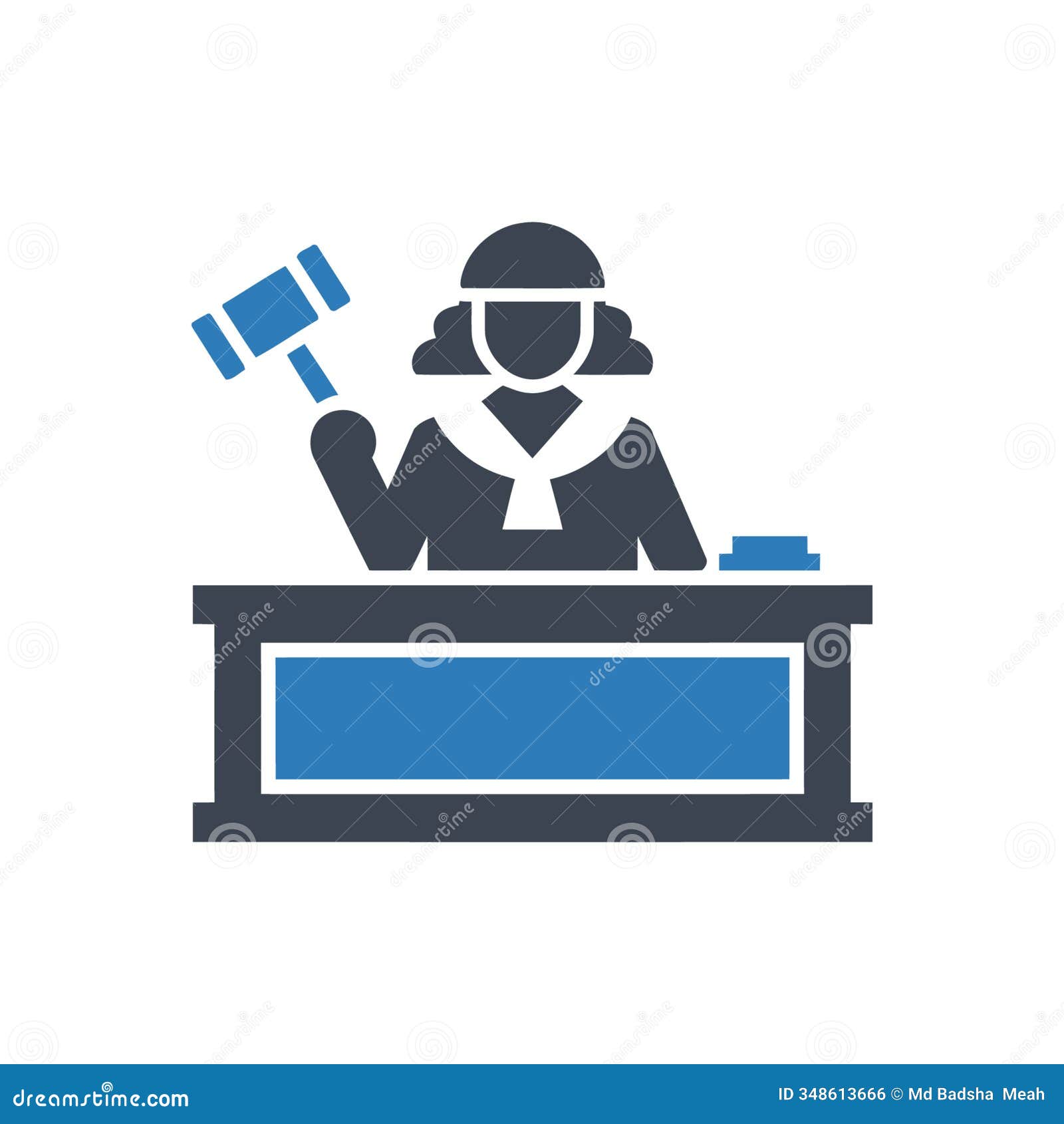 Judge Hammer Hitting On Watch. Time To Judge Concept - Vector ...