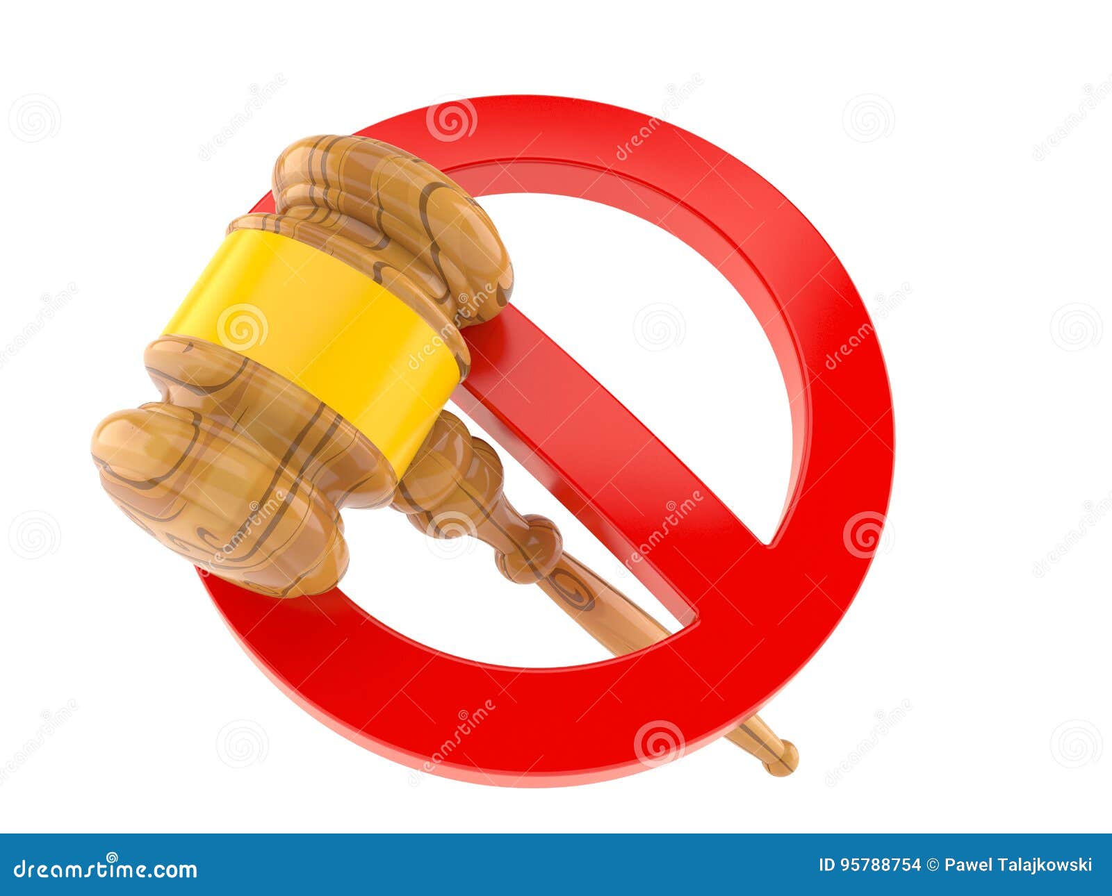 Judge Hammer with Forbidden Sign Stock Illustration - Illustration of ...