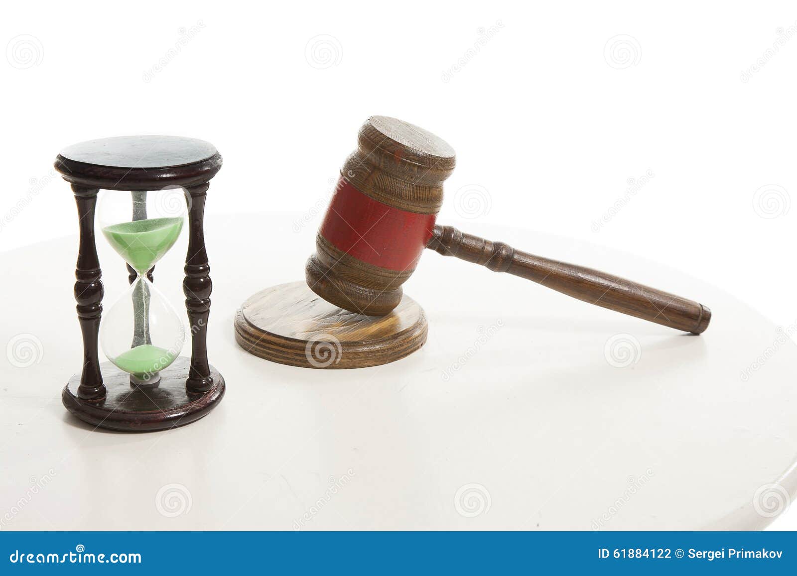 Judge Hammering and Sand Hourglass Stock Photo - Image of glass, lawyer ...