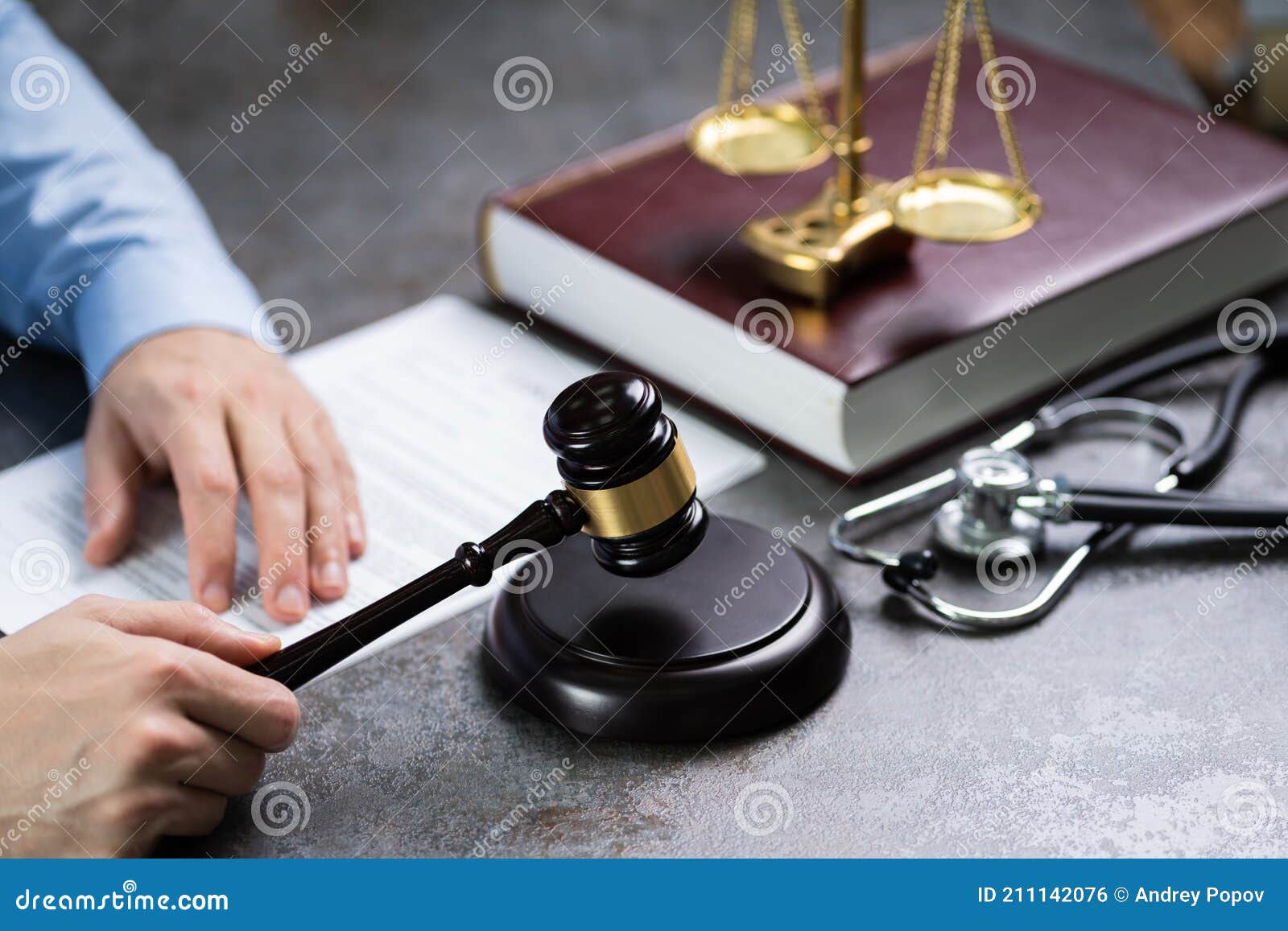 Judge Hitting Gavel with Stethoscope Stock Photo - Image of power ...