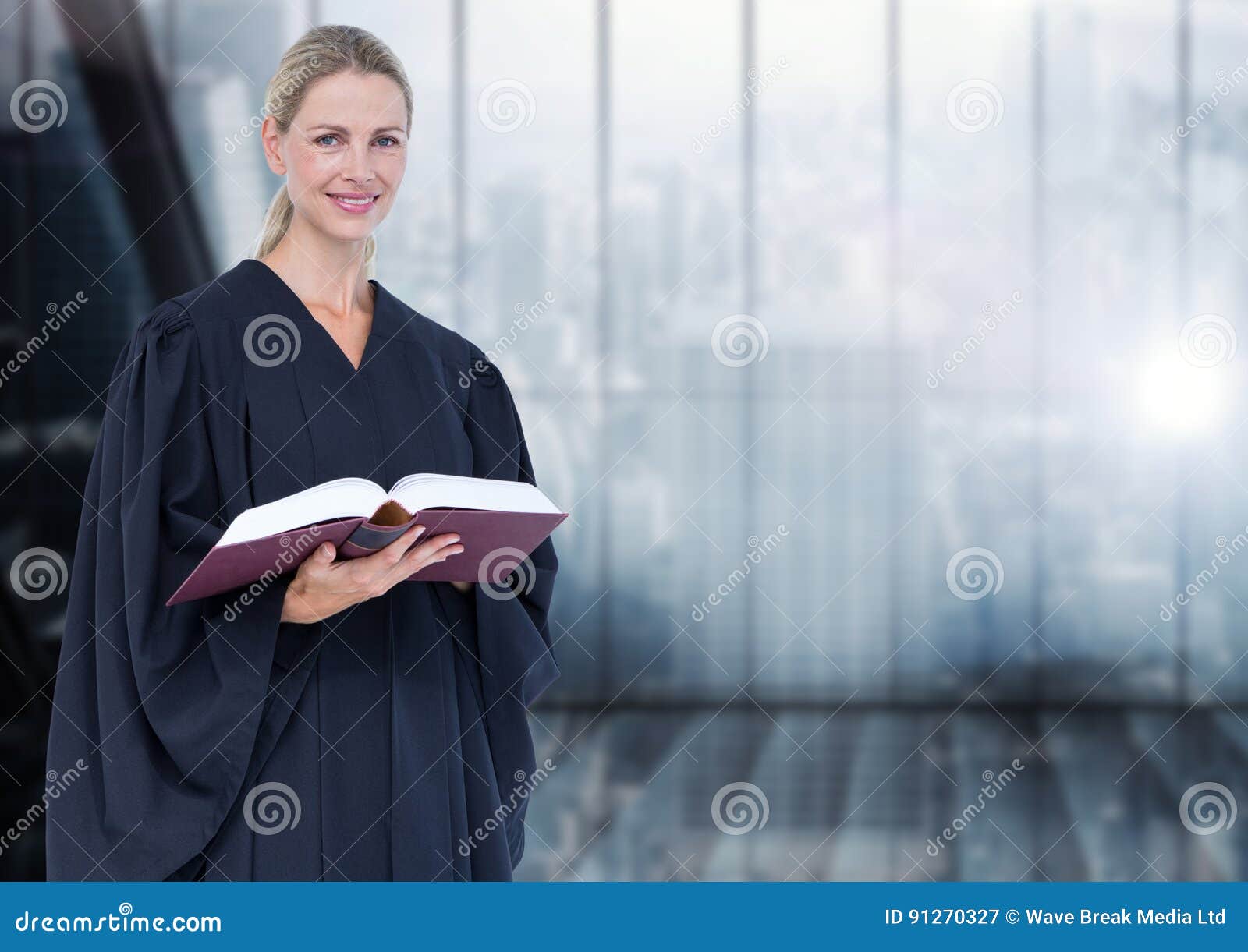 Judge Holding Book in Front of Windows Stock Image - Image of code ...
