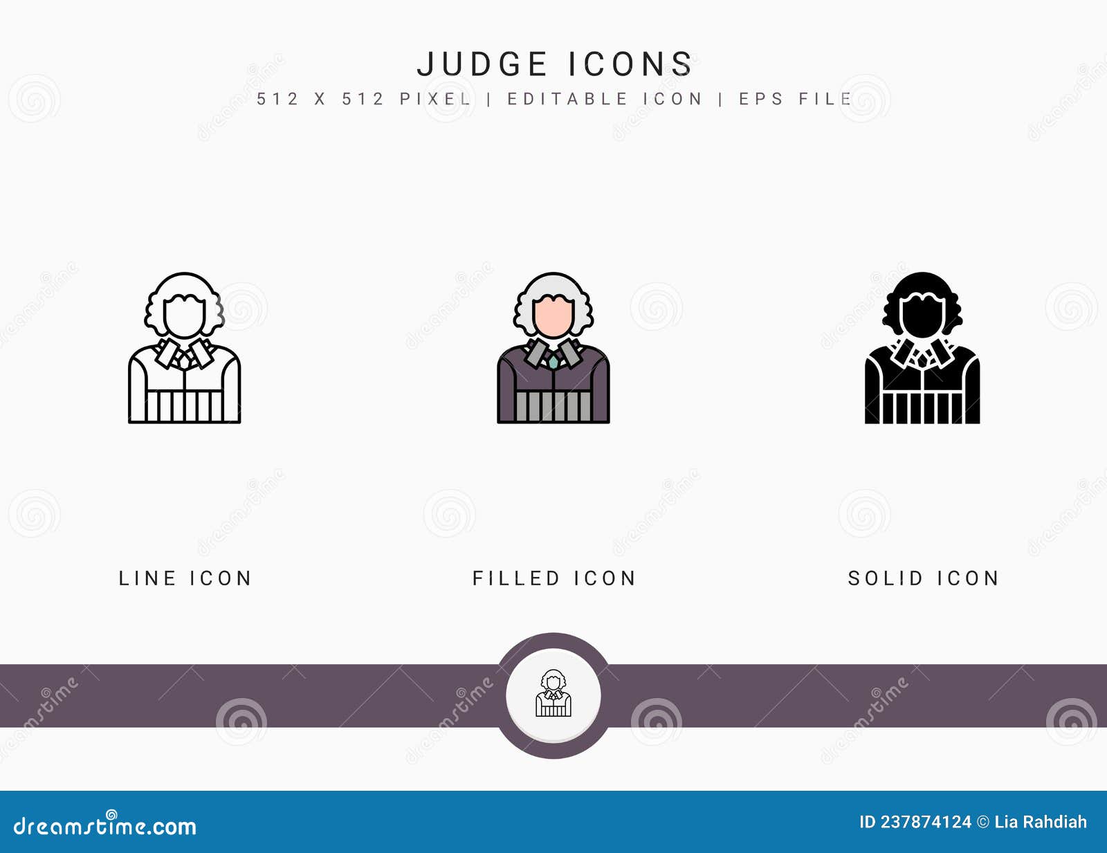 Judge Icons Set Vector Illustration with Solid Icon Line Style. Auction ...