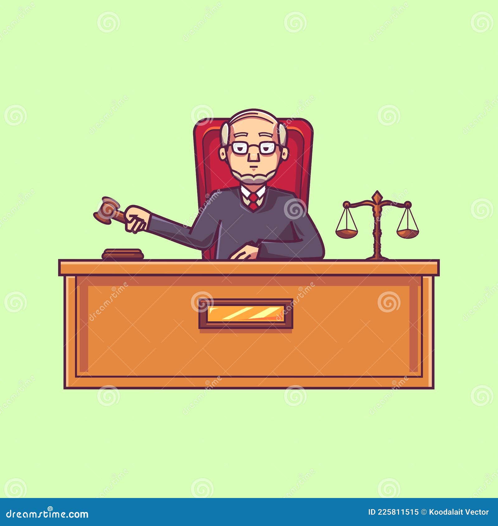 Judge Illustration Concept: the Judge Knocks the Hammer Stock Vector ...
