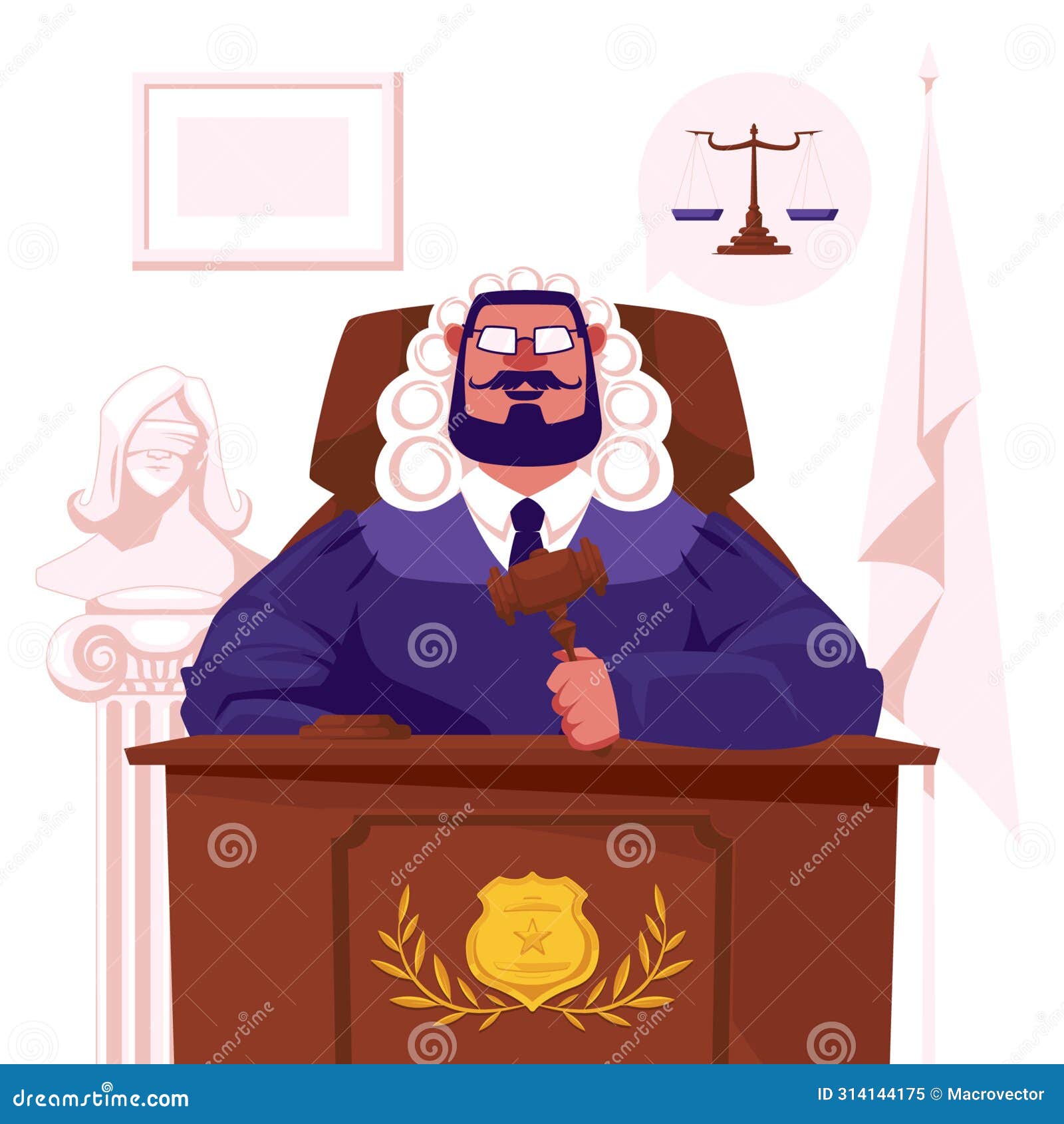 Judge Illustration in Flat Design Stock Illustration - Illustration of ...