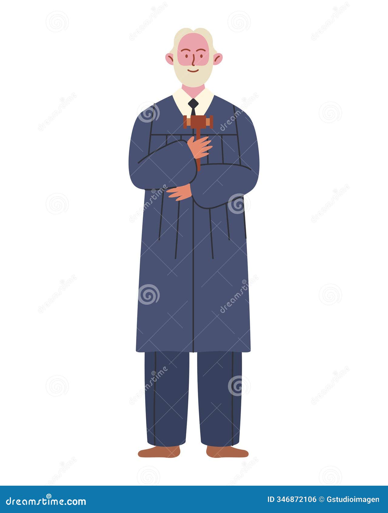 Judge old man with hammer stock vector. Illustration of person - 346872106