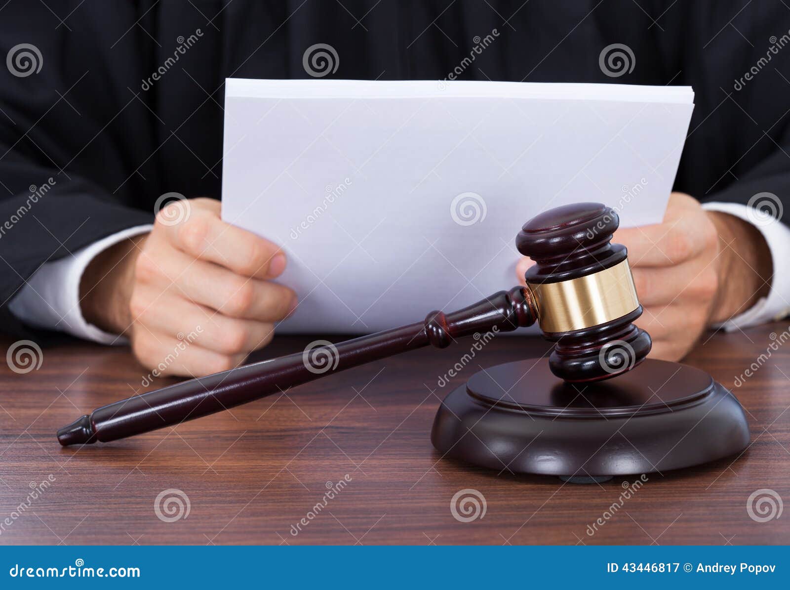 Judge Reading Documents at Desk Stock Image - Image of arbitration ...