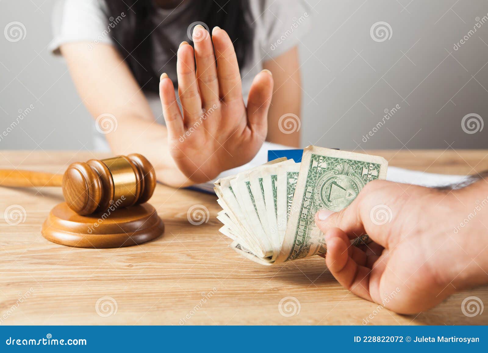 Judge Refuses To Take a Bribe Stock Photo - Image of gesture ...