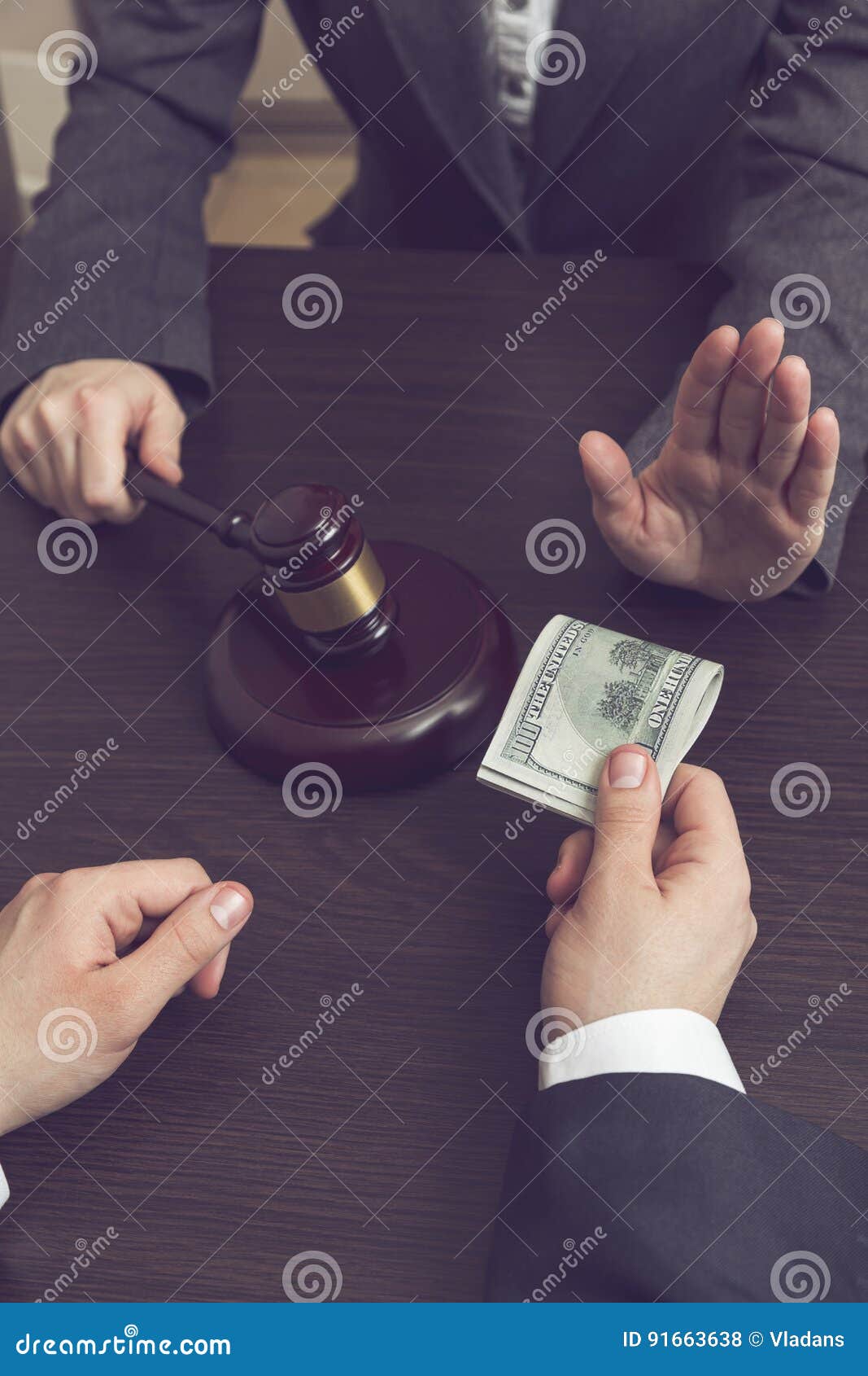Judge refusing bribe stock photo. Image of gavel, court - 91663638