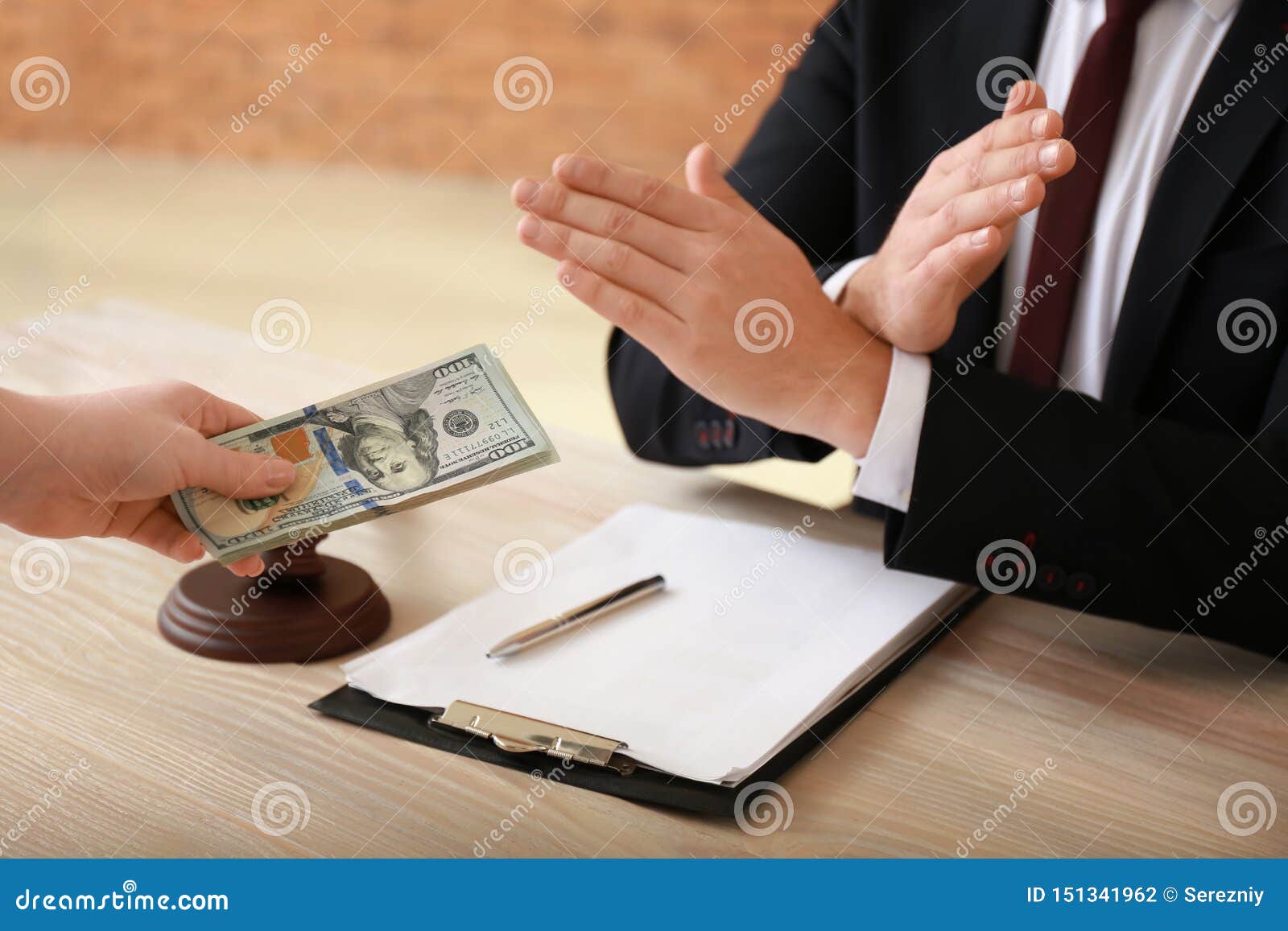 Judge Refusing To Take Bribe. Corruption Concept Stock Photo - Image of ...