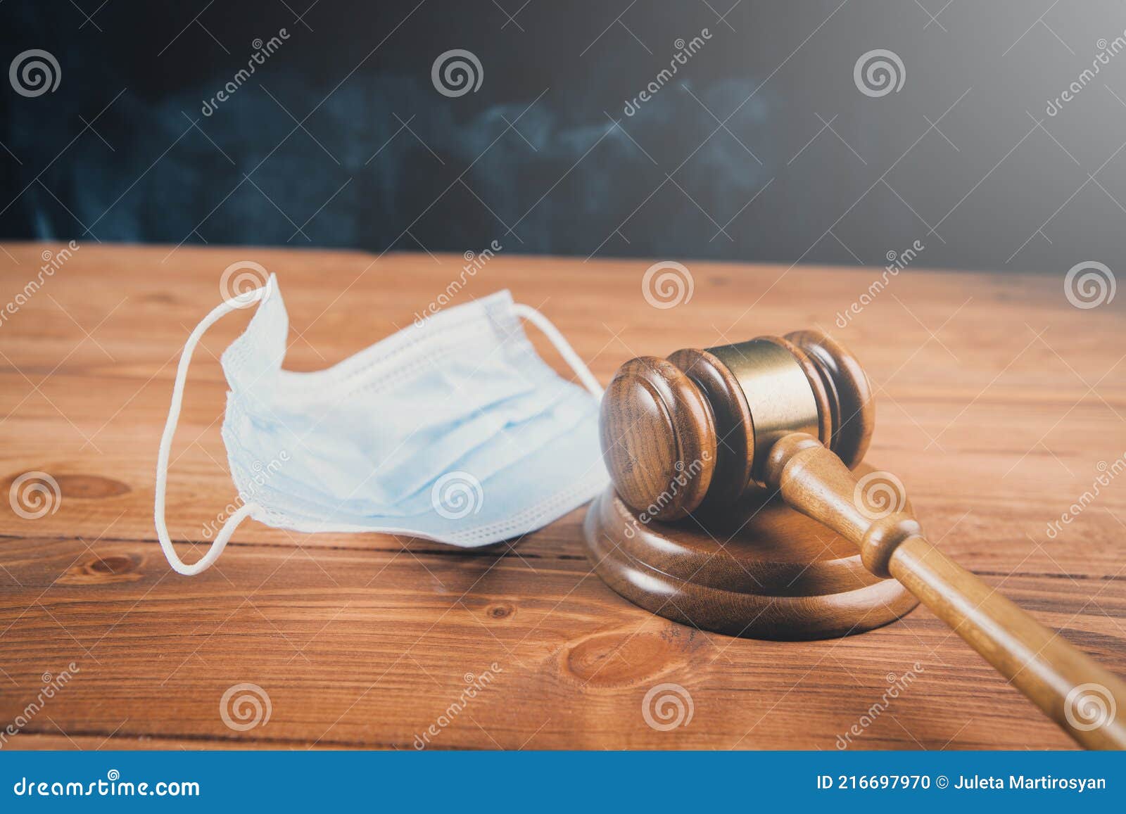 Judge`s hammer and mask stock photo. Image of hammer - 216697970