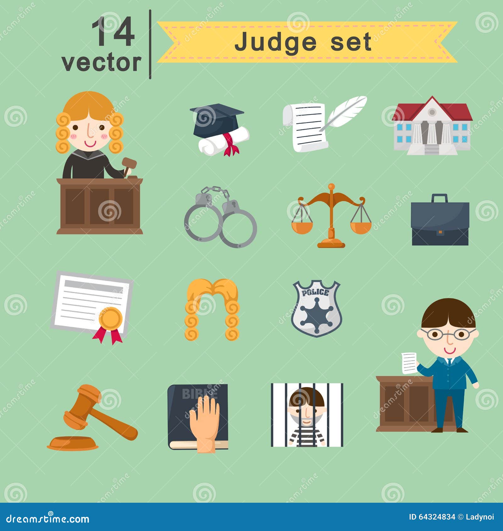 Judge set stock vector. Illustration of judge, drawing - 64324834