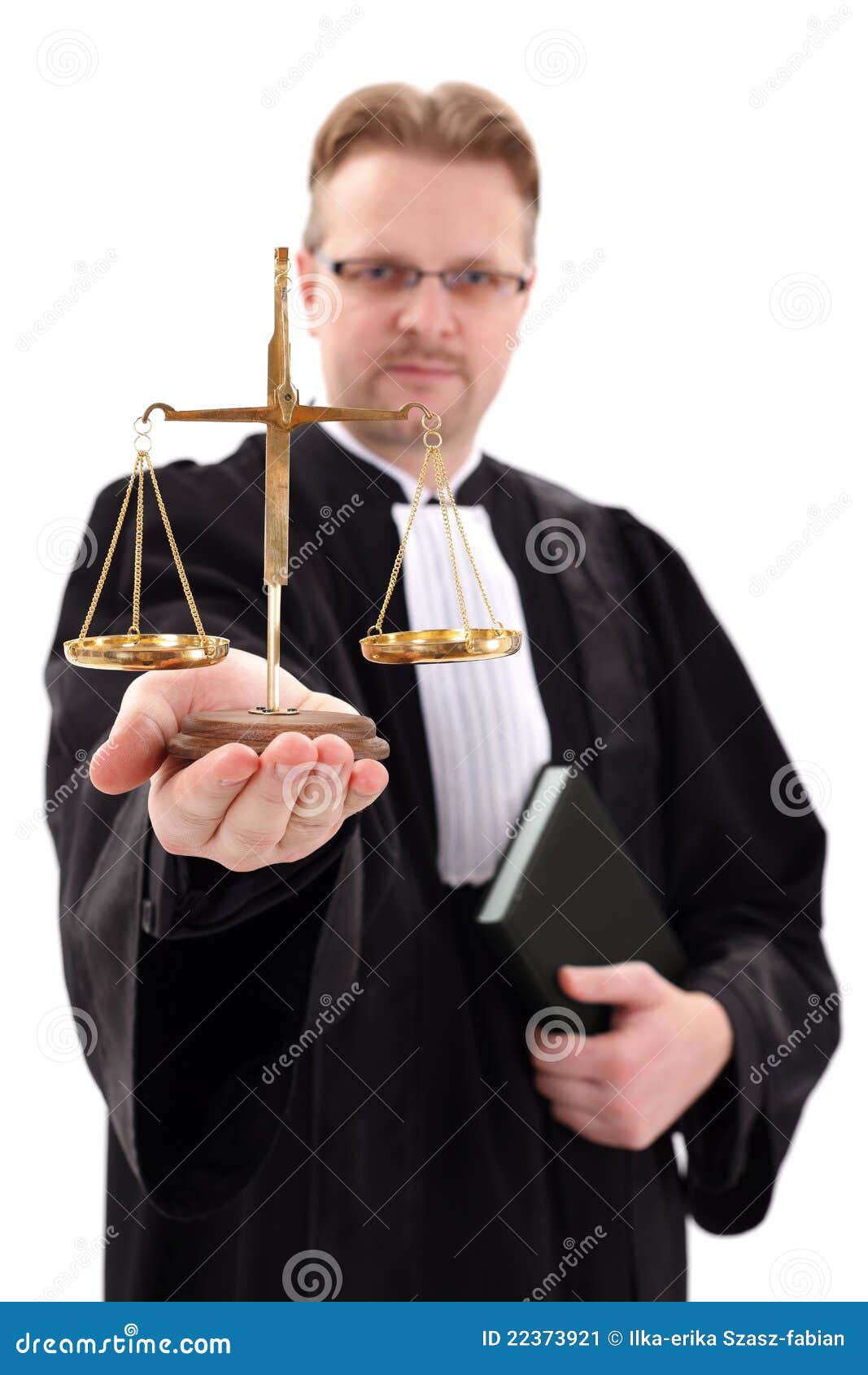 Judge Showing Scale of Justice Stock Image - Image of book, isolated ...