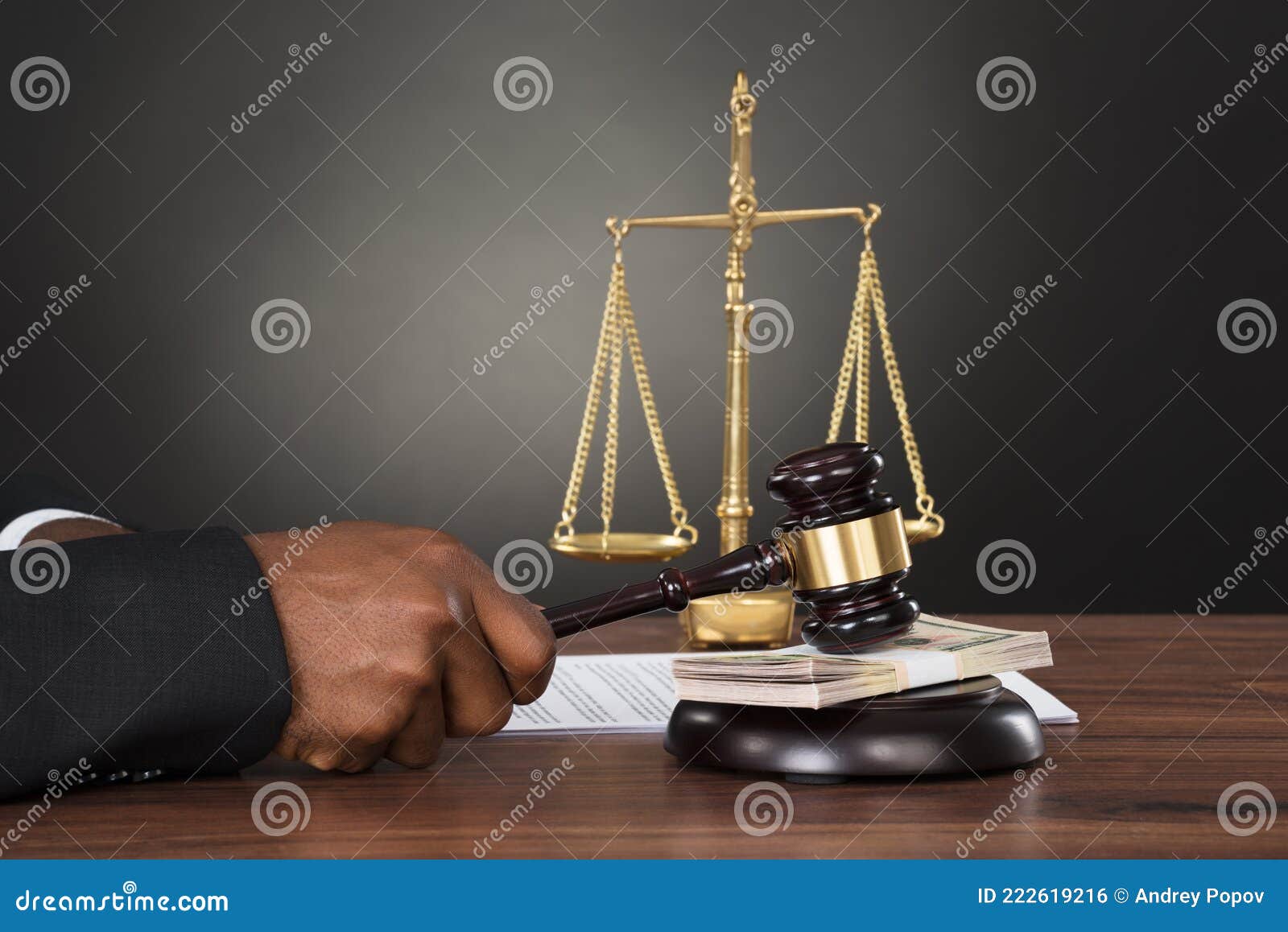 Judge Striking the Gavel on Banknote Stock Photo - Image of legal ...