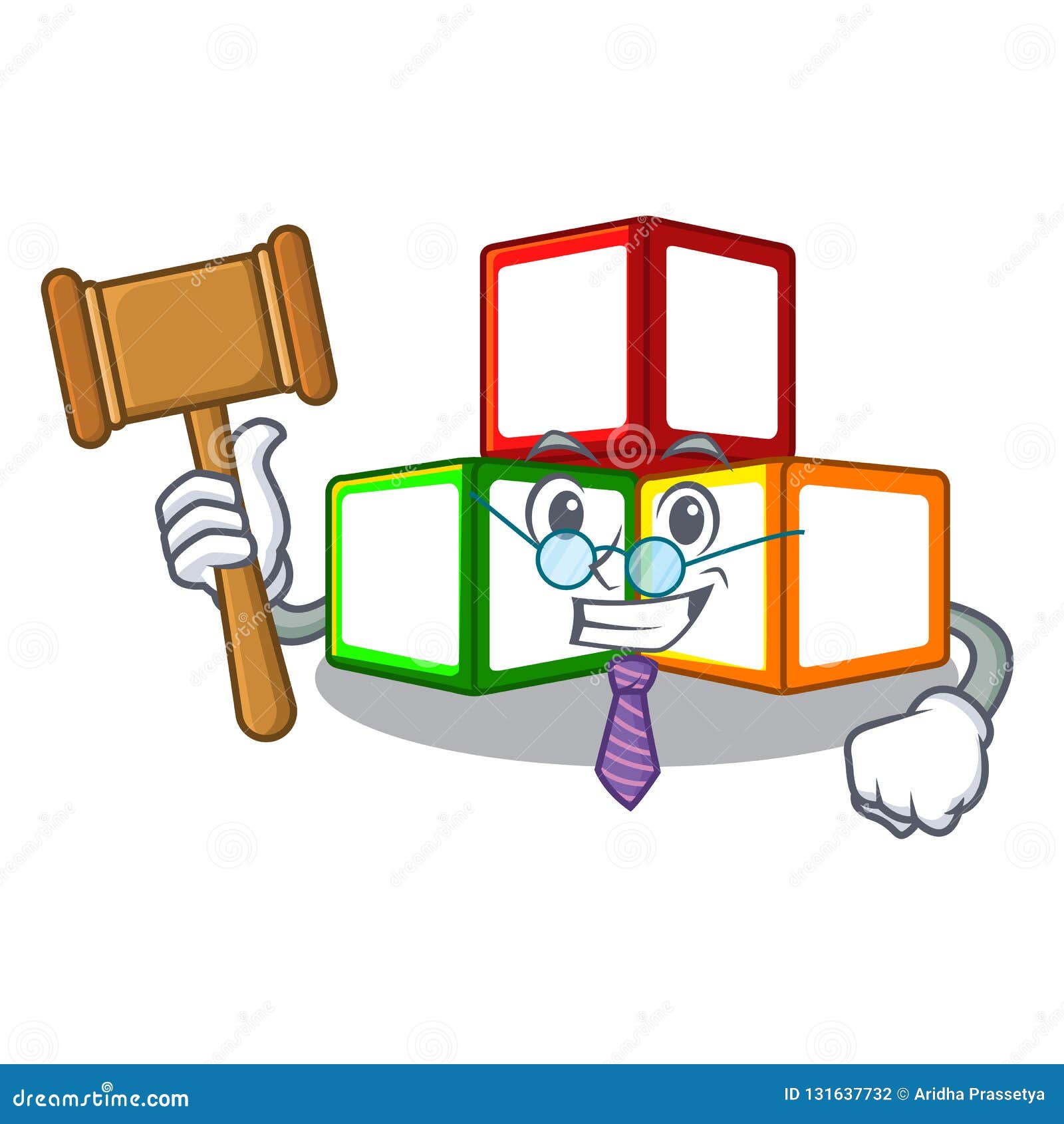 Judge Toy Blocks on Cube Boxes Mascot Stock Vector - Illustration of ...