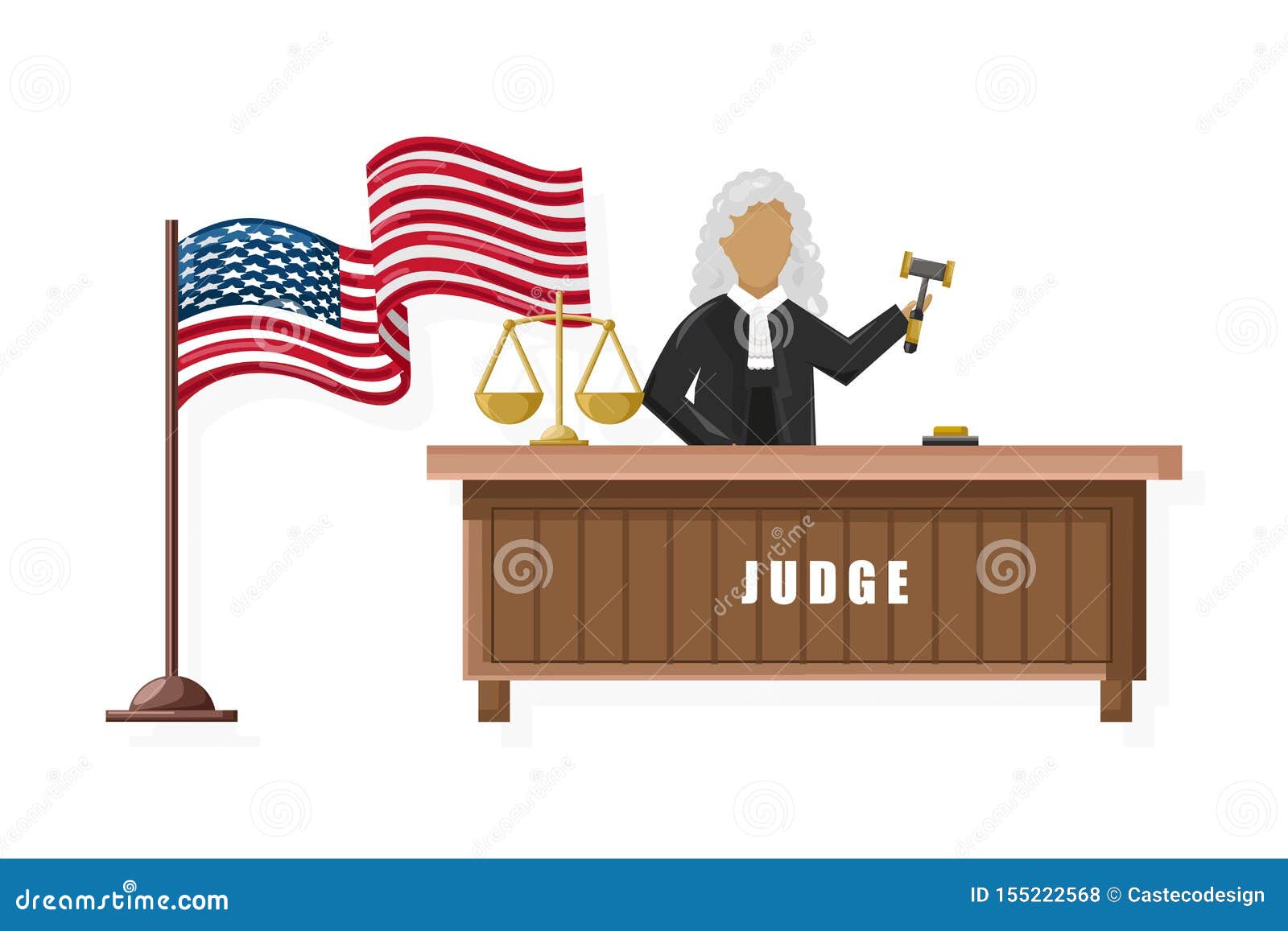 Judge Vector Flat Style. American Flag Justice Brochure Concepts Stock ...