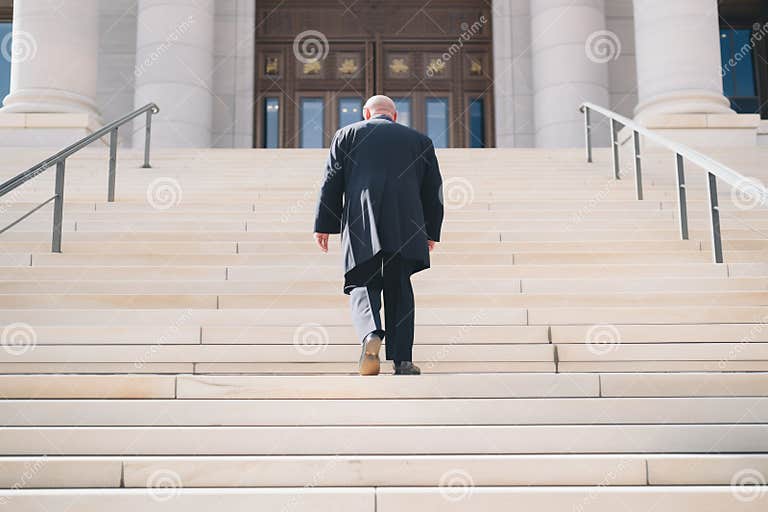 Judge Walking Up Courthouse Steps Stock Image - Image of profession ...