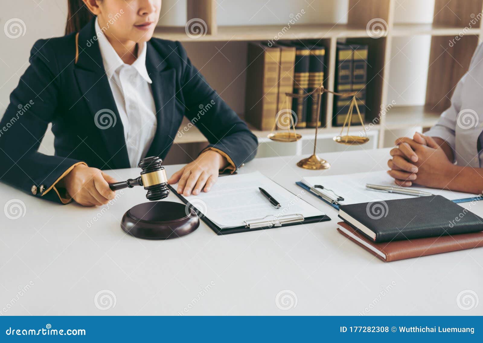 Judge is Working in the Office of the Court of Justice Stock Photo ...