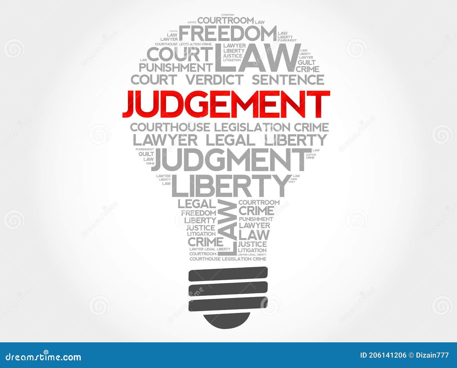 Judgement bulb word cloud stock illustration. Illustration of document ...