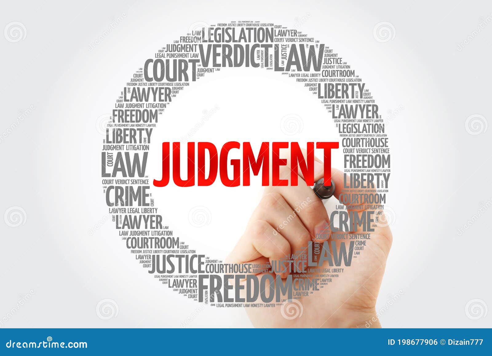 Judgement Word Cloud with Marker Stock Photo - Image of circle, court ...