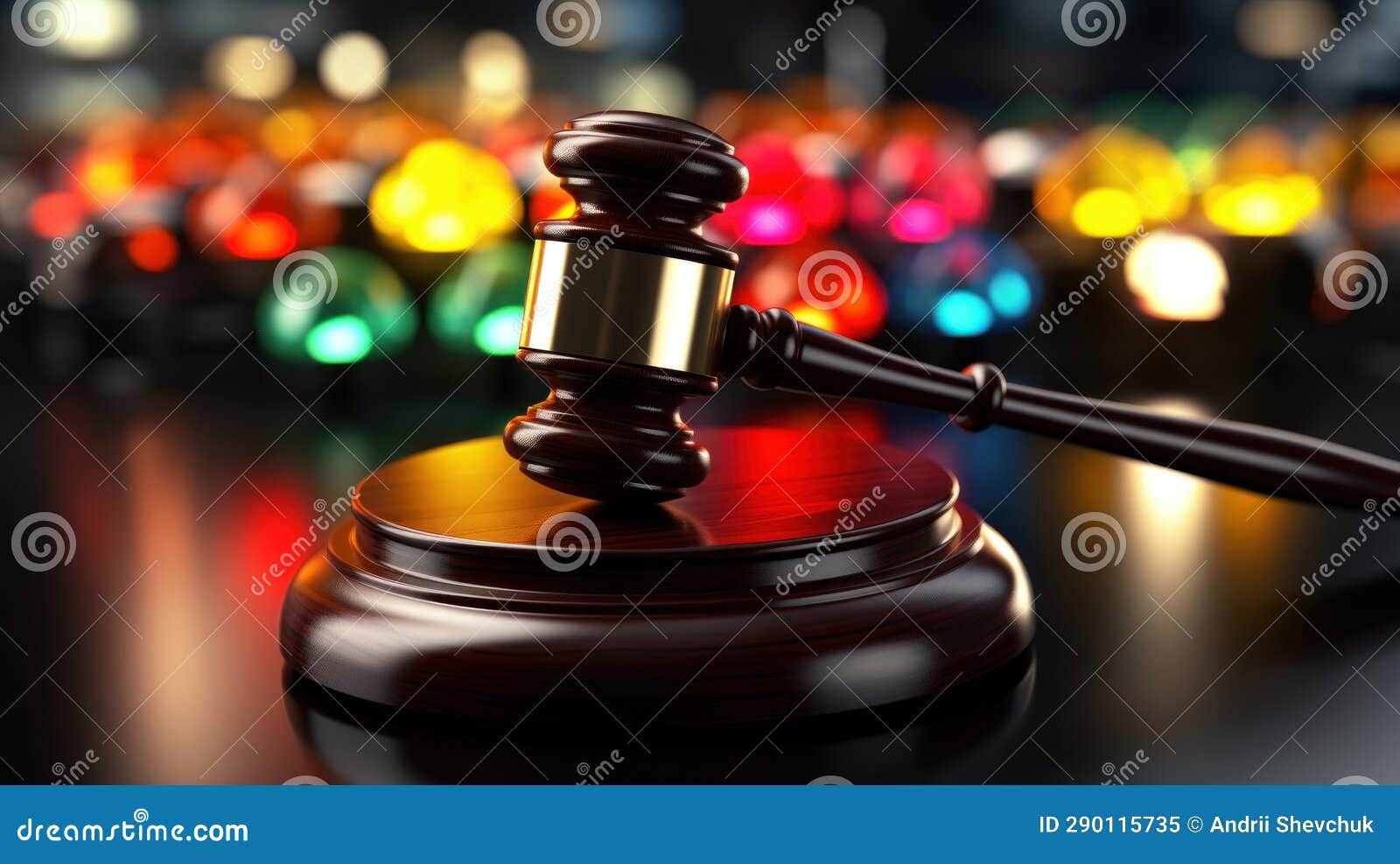 Judges Gavel and Colorful Lights on Background Stock Illustration ...
