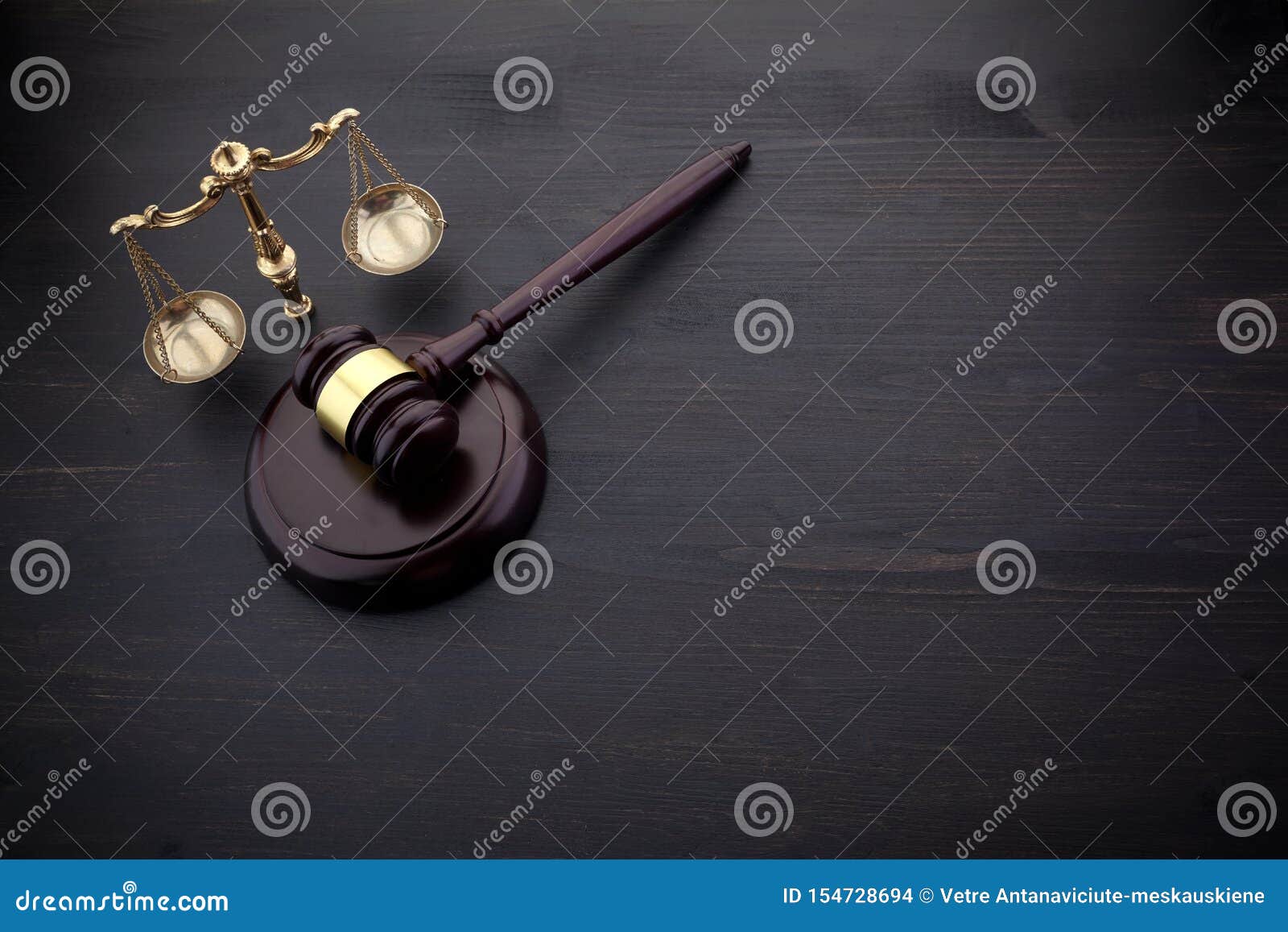 Judges Gavel and Scale of Justice on the Black Table Background. Law ...