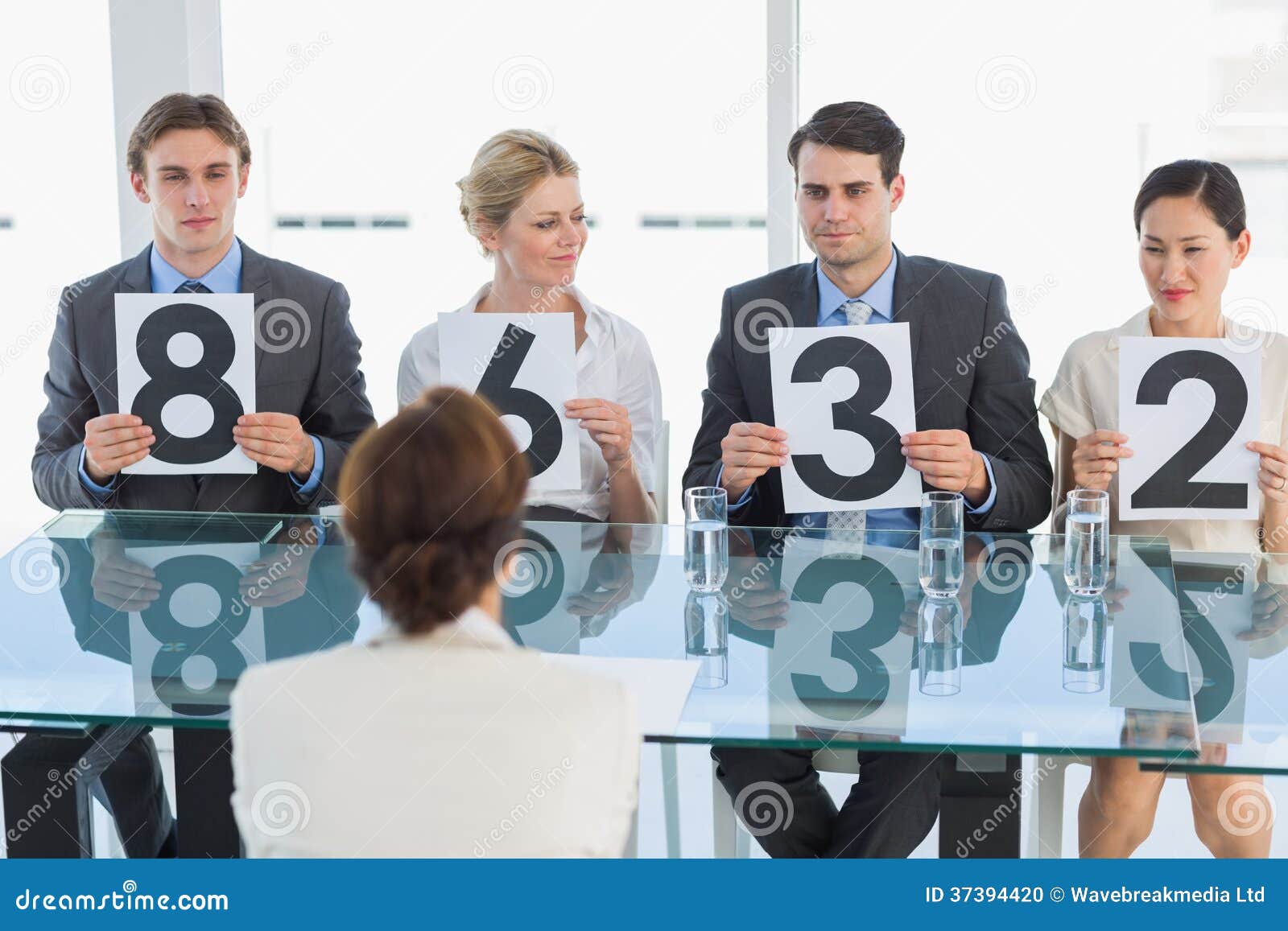 Judges in a Row Holding Score Signs Stock Photo - Image of caucasian ...