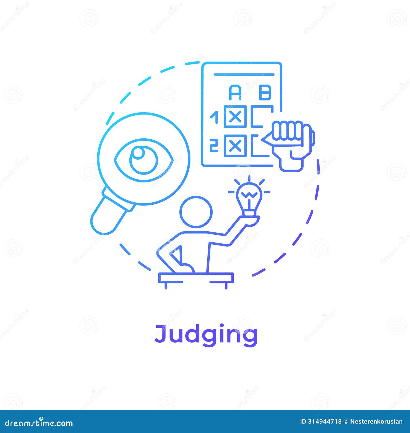 Judging Icon Vector Sign And Symbol Isolated On White Background ...