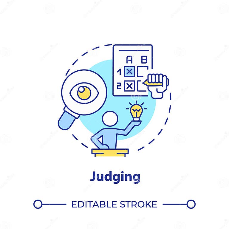Judging Multi Color Concept Icon Stock Vector - Illustration of graphic ...