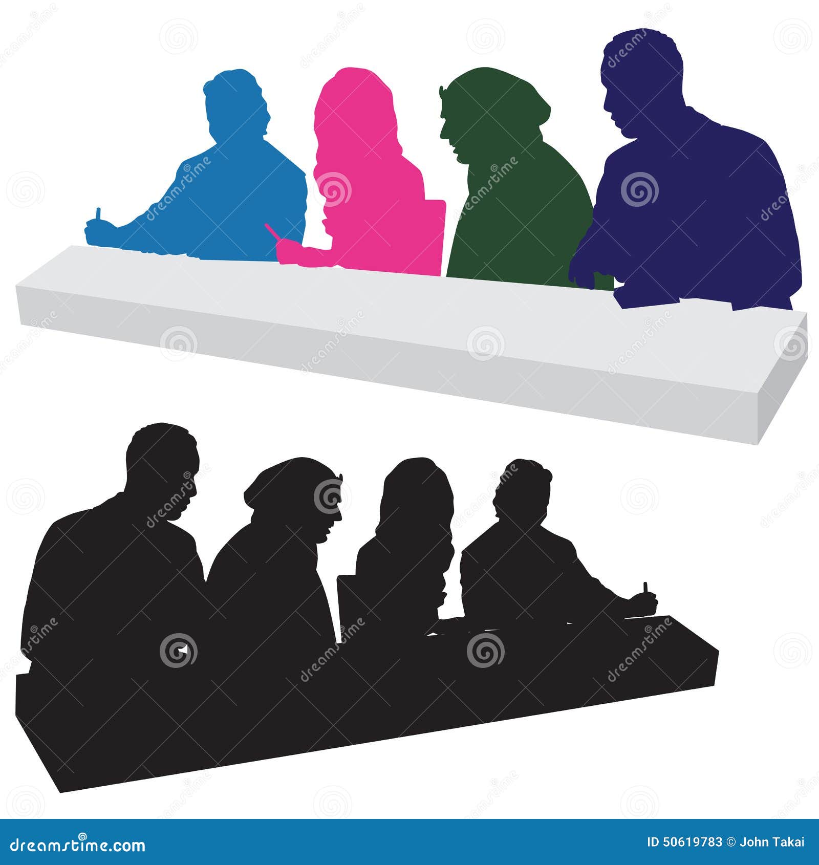 Judging Panel Silhouette stock vector. Illustration of table - 50619783