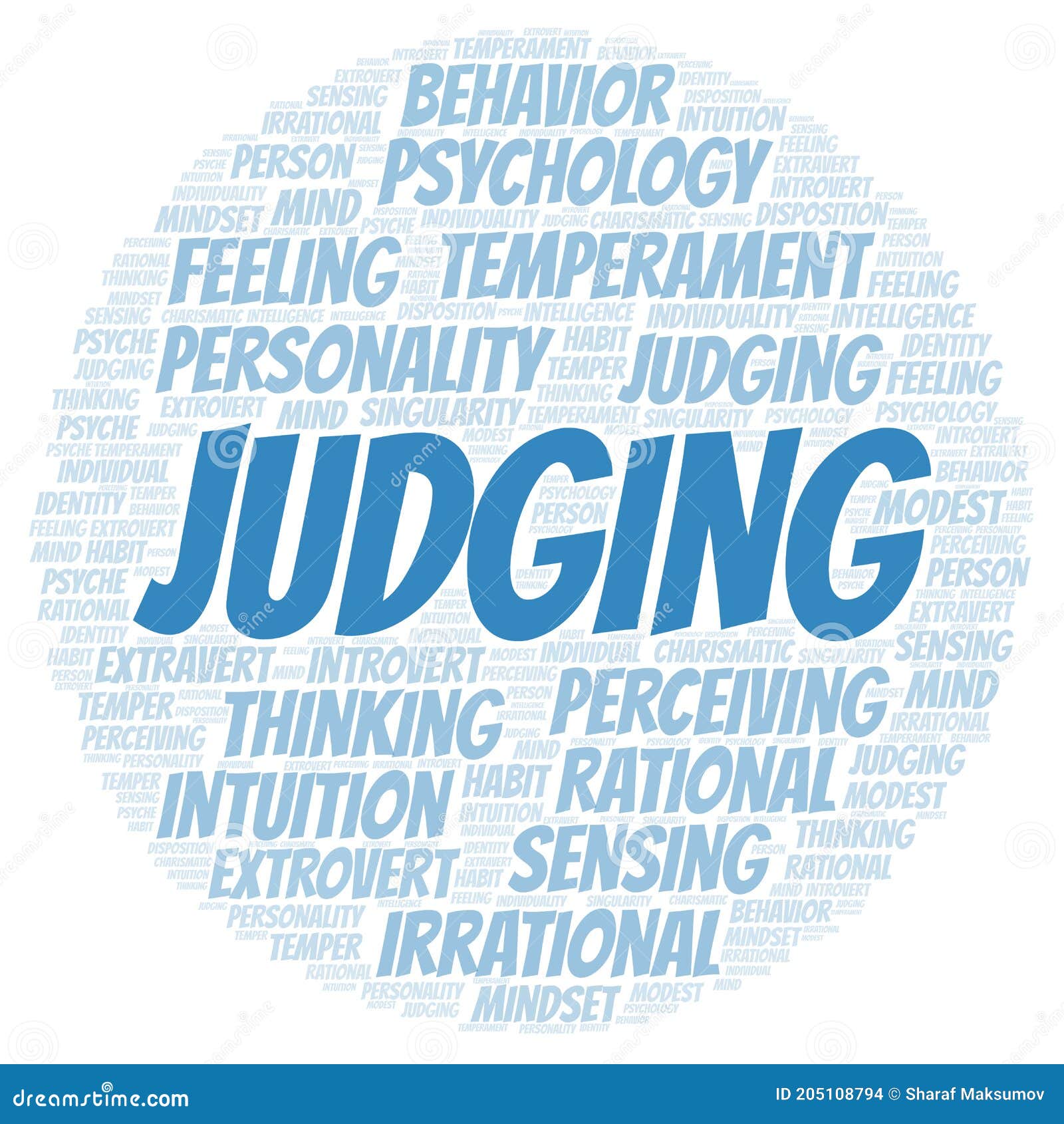 Judging Typography Word Cloud Create with the Text only. Stock ...