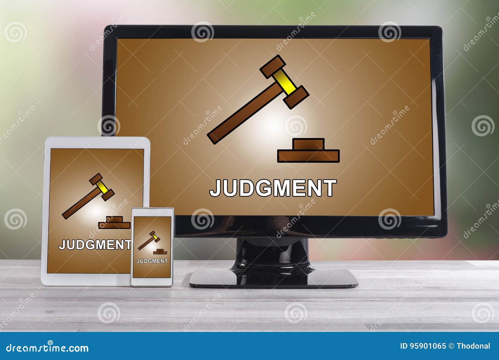 Judgment Concept on Different Devices Stock Image - Image of ...