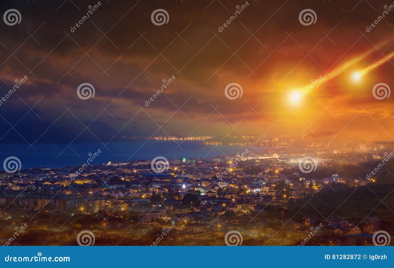 Judgment Day, End of World, Asteroid Impact Stock Photo - Image of ...