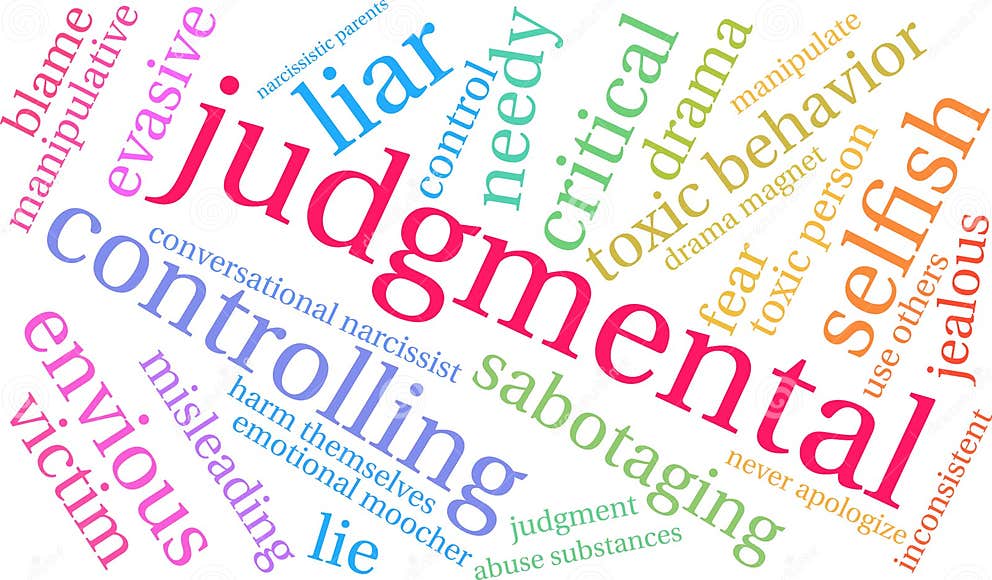 Judgmental Word Cloud stock illustration. Illustration of misleading ...