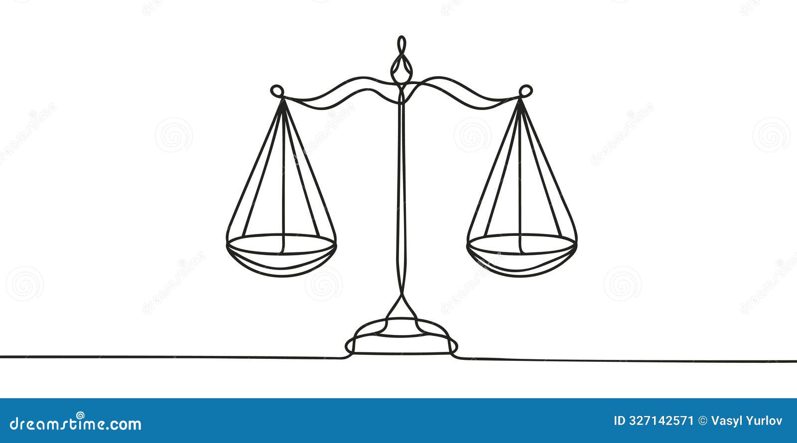 Judicial Scales on White Background. Continuous One Line Drawing Stock ...